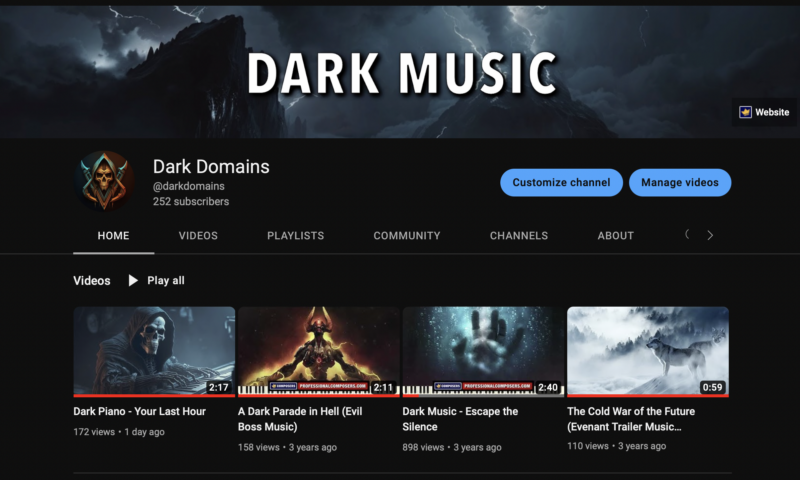Dark Music Channel on YouTube – Professional Composers